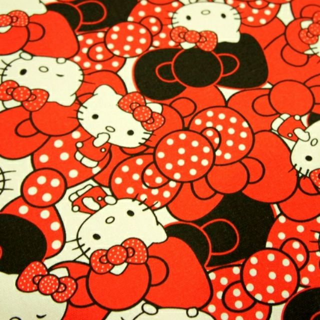 Last 0.5m FV00213 Fabric cotton Canvas - Red Hello Kitty (Kain diy ...