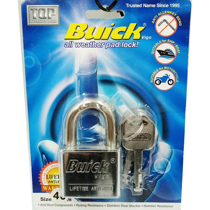 BUICK SUS304 Stainless Steel Pad Lock / Kunci Padlock (Come with 4 keys ...