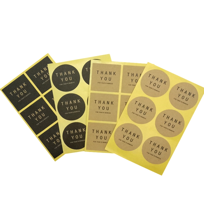 60pcs/pack Square Circle Shape Thank you Handmade Adhesive Packaging ...