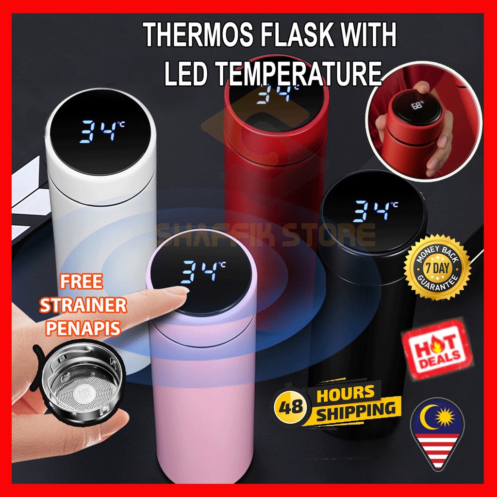 Thermos Flask With Led Temperature Display Smart Thumbler Flask With ...