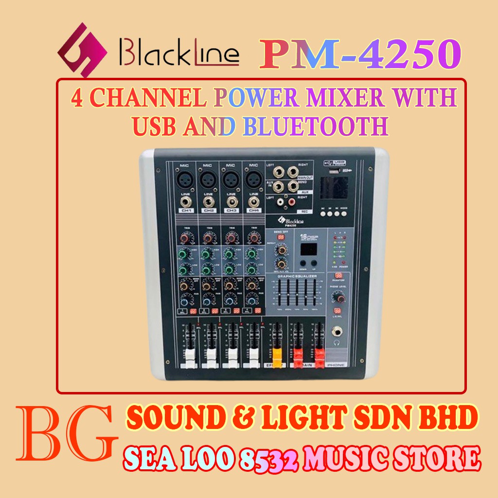 BLACKLINE / EZITECH PM4250 4 CHANNEL 250W POWER MIXER WITH USB AND ...