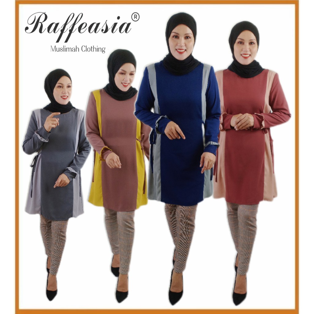 RAFFEASIA Blouse Modern Tangan Ropol Tali Tepi Material Fusan Mix ...