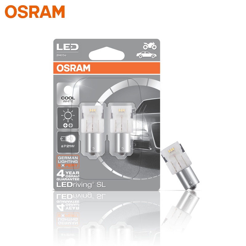 OSRAM LED P21W BA15s LEDriving SL 7458CW S25 6000K Cool White LED Car Fog Bulbs Signal Brake ...