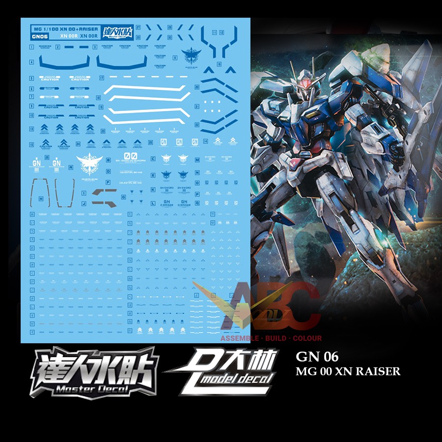 [Dalin] Waterslide Decal - GN06 MG 1/100 00 XN Raiser with Lifting Wing 00R Model Kit Water ...