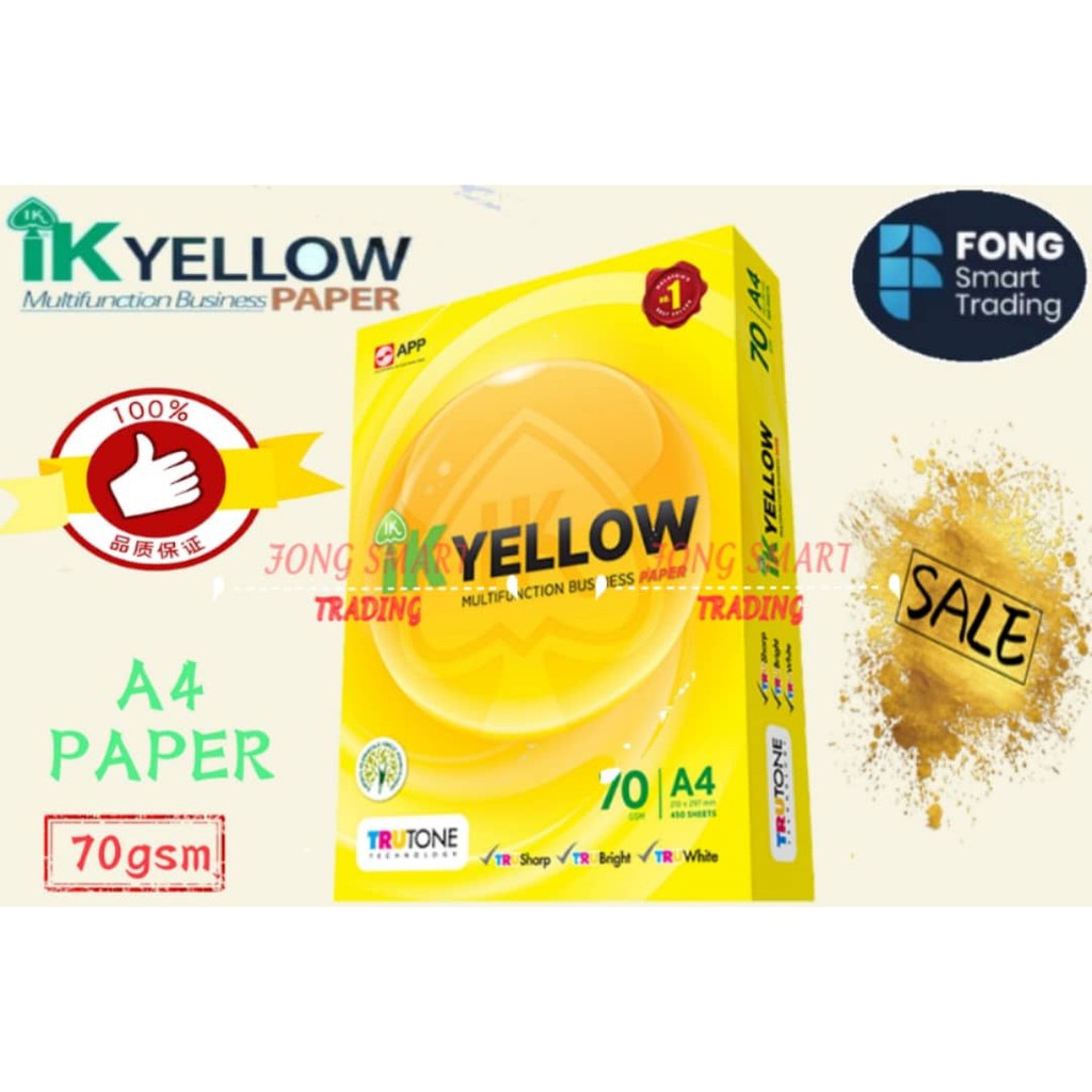 IK YELLOW A4 PAPER 70GSM 450/500'SHEETS | Shopee Malaysia