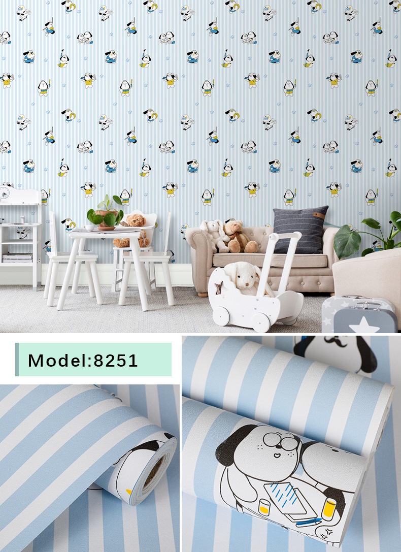 10M Blue Doraemon Wallpaper For Kids Room Cartoon Waterproof Wall ...