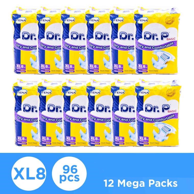 Tena Dr. P Adult Diapers Basic Dry And Comfortable (SIZE XL8) BUNDLE OF 12 PACKS | Shopee Malaysia
