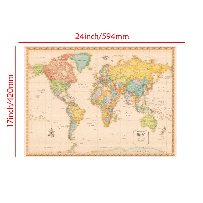 *hot* Retro World Map-Educational Map Large Poster Prints Wall Chart ...