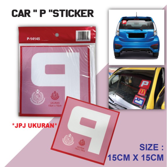 Sticker L Lesen P Lesen Ukuran JPJ (2 Pcs/Pkt) Motorbike Kereta Car ...
