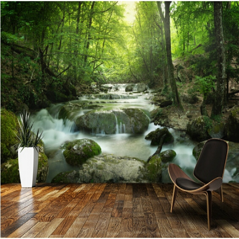 Custom Photo Landscape Wallpaper Forest Waterfall 3D Murals for Bedroom ...