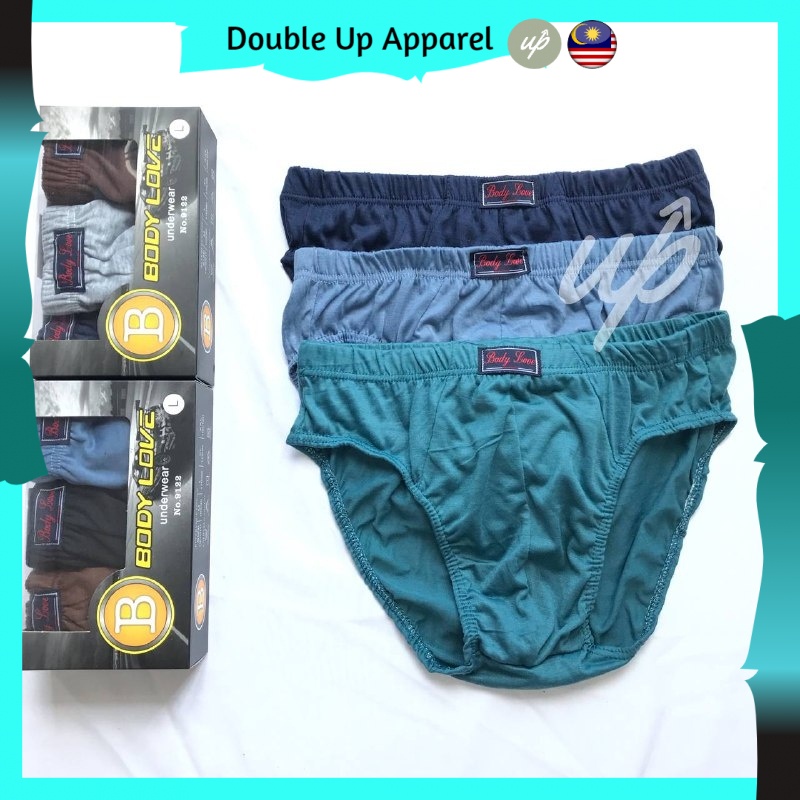 Men Brief's Size M-2XL 3pcs/box Seluar Dalam Lelaki Kain Cotton Men's Underwear Men's Basic ...