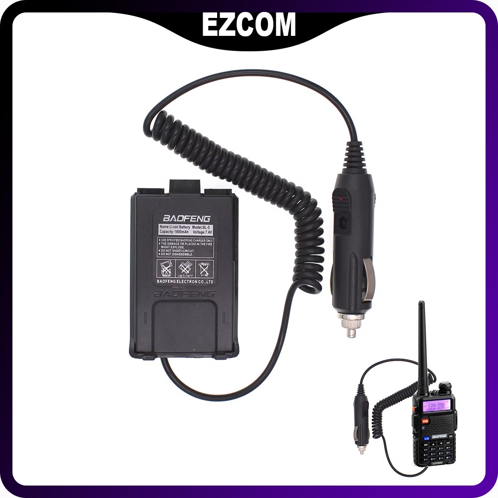 EZCOM UV5R 5R Series Battery Eliminator Car Power Supply Charger 12V ...