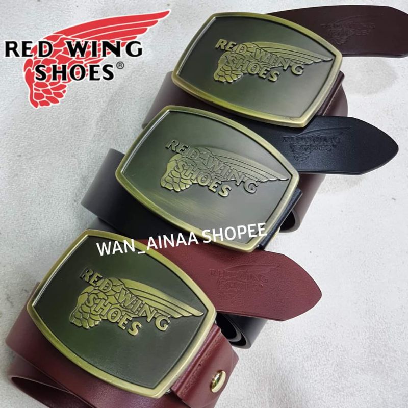 RED WING BELT NEW TALI PINGGANG KULIT BUCKLE LEATHER ASLI, BUCKLE GOLD ...