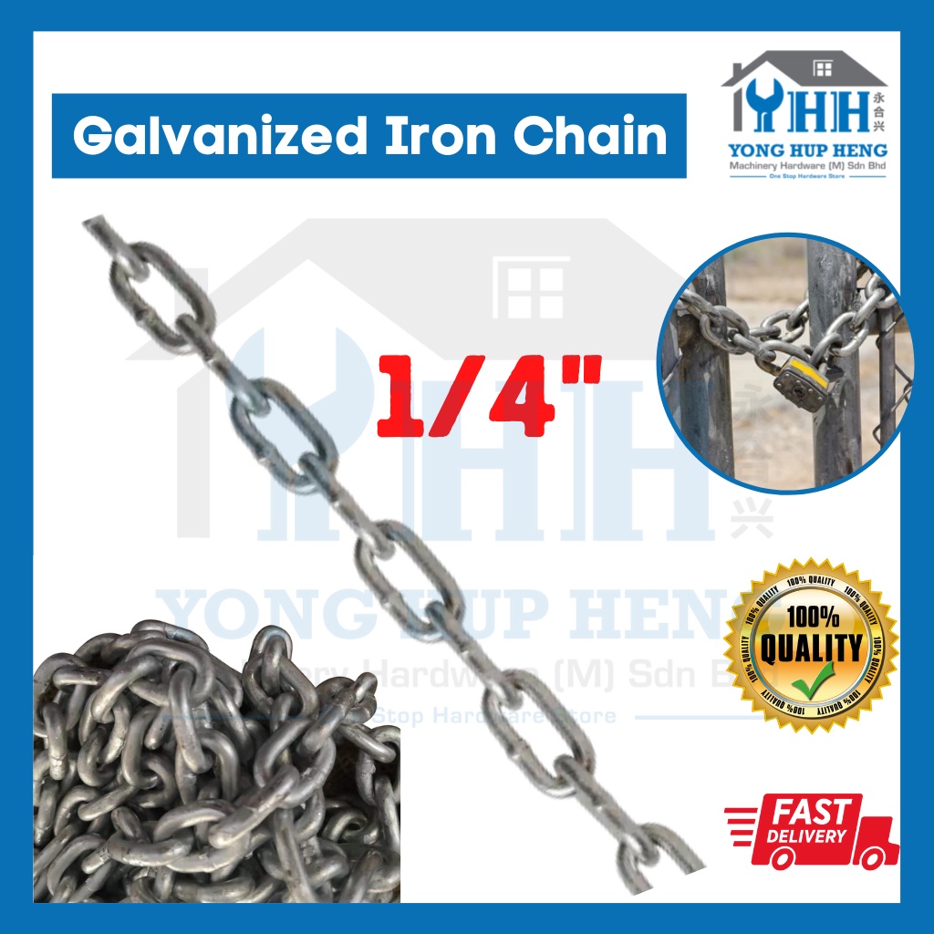 6MM x 1 Meter (1/4") GI Galvanized Iron Chain / Rantai Besi 铁链 | Shopee ...