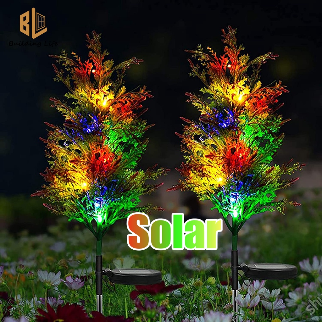 RGB Solar Garden Lights Tree Light Outdoor Christmas Tree Pine And ...