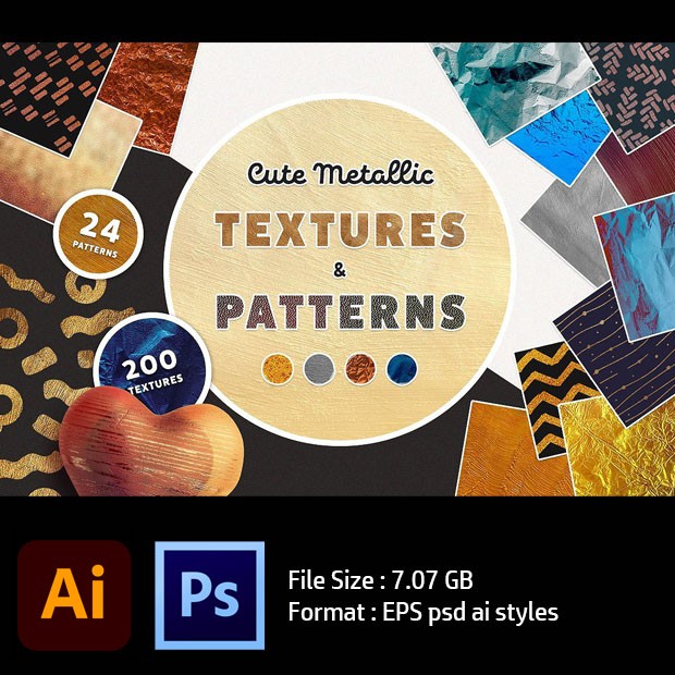 Photoshop / illustrator - Cute Metal Textures & Patterns (Ai, PSD, PNG ...