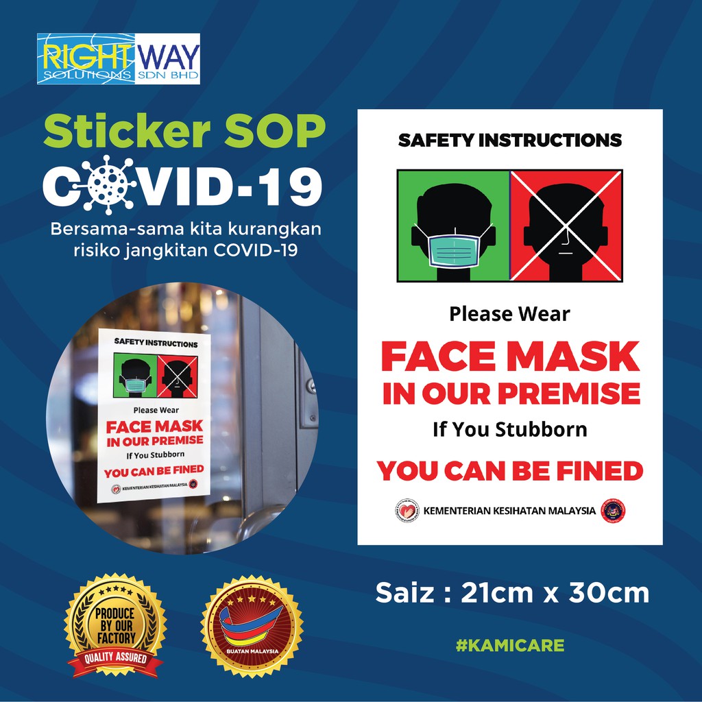 STICKER SOP | SAFETY INSTRUCTIONS | PLEASE WEAR FACE MASK IN OUR ...