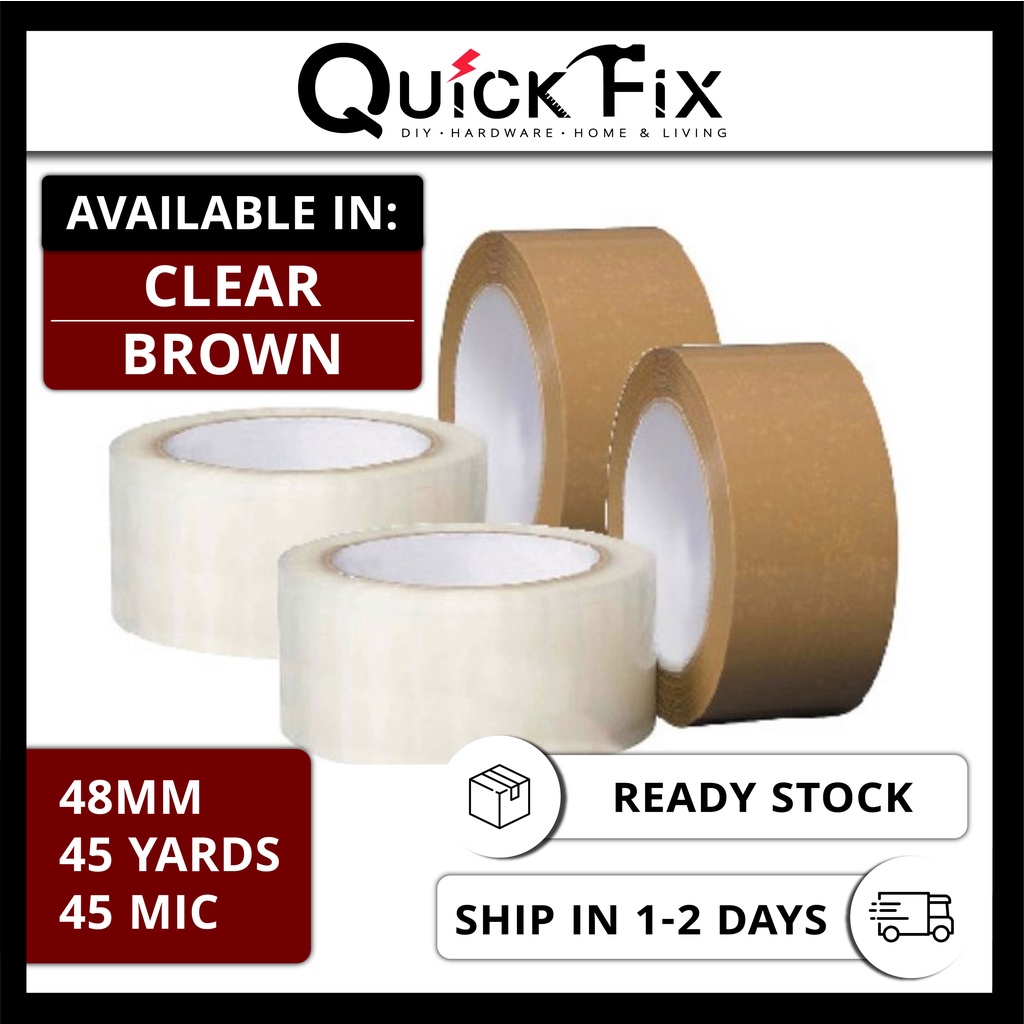 QuickFix SHIP TODAY 48mm x 45 Yards x 45 Mic OPP Tape Brown & Clear ...