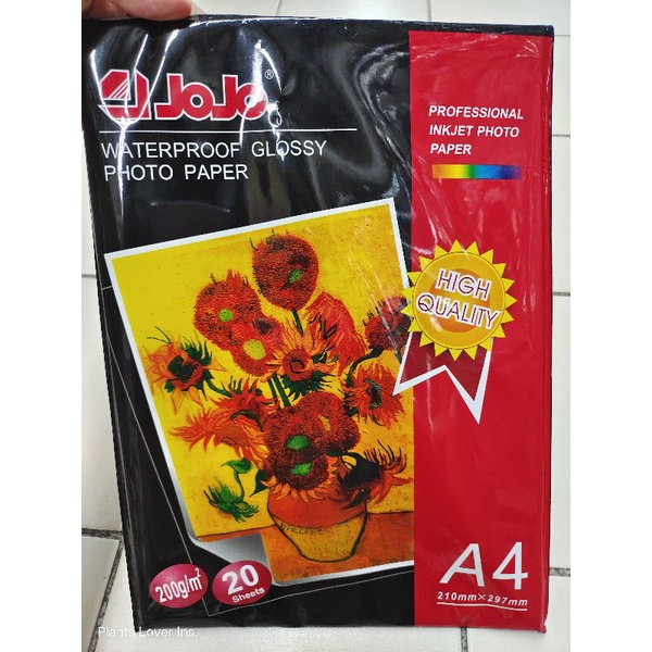 JoJo Waterproof A4 High Quality INKJET Glossy Photo Paper 200gm/Kertas ...