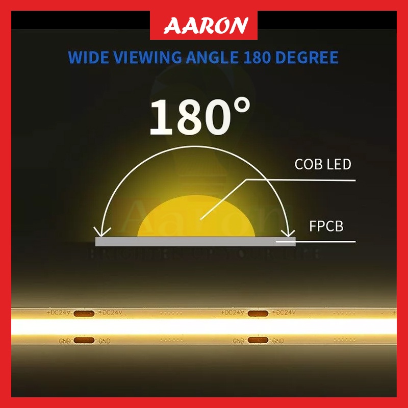 COB LED Strip Light 5meter 24V 320LED Super Bright Strip Light Lampu Strip LIGHTMAN | Shopee ...
