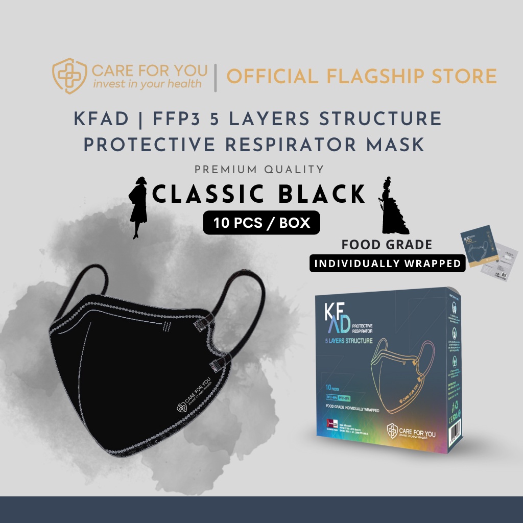 CARE FOR YOU KF-AD Protective Respirator Individually Wrapped - Classic Black (10 Pcs) | Shopee ...