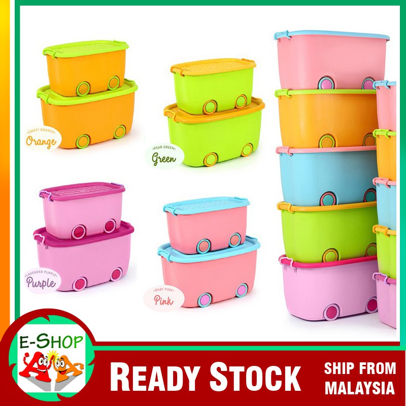 Kotak simpan mainan Toy Storage Box with Wheel L & XL Living Room ...