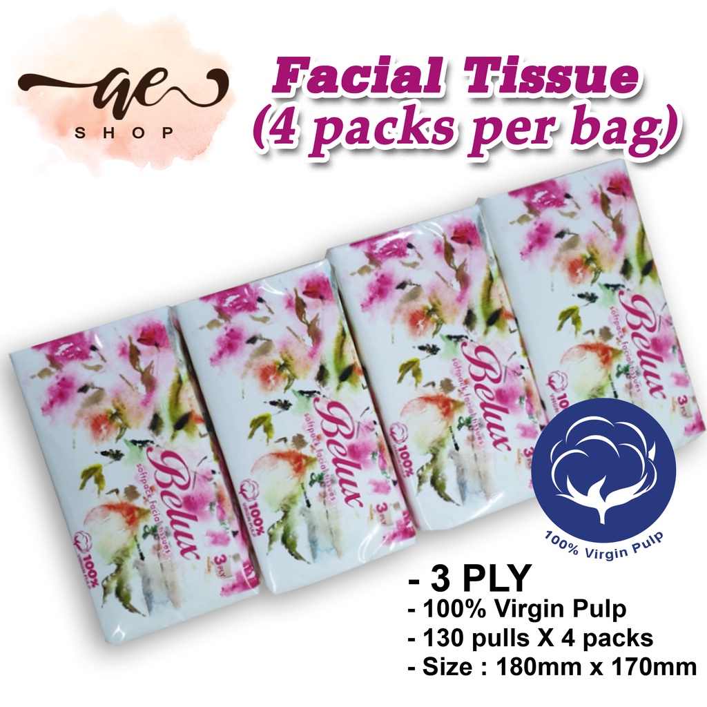 Belux Softpack Facial Tissue 100% Virgin Pulp / Facial Tissue 390 sheet ...