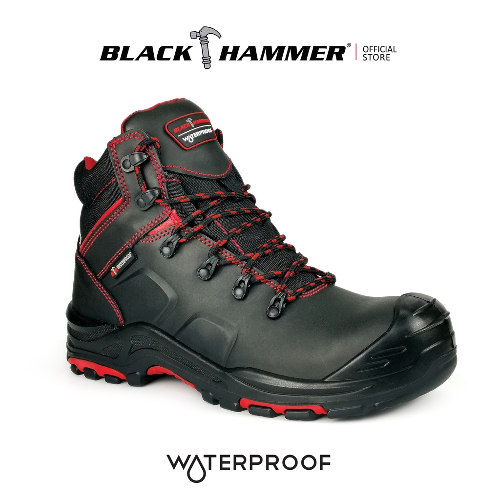 Black Hammer Pro Series Men Waterproof Mid Cut with Shoelaces Safety ...