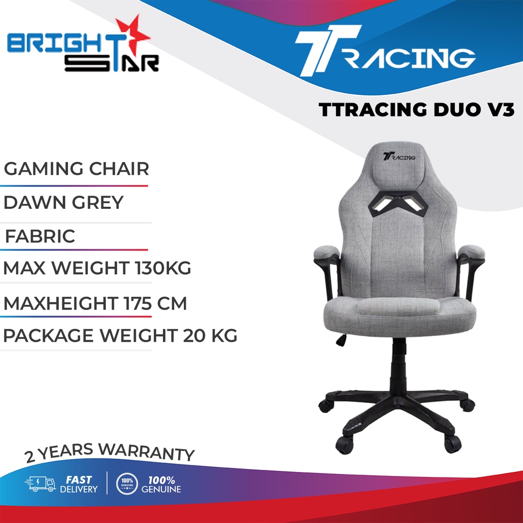 TTRacing DUO V4 PRO Dawn Grey Fabric Gaming Chair ⋆