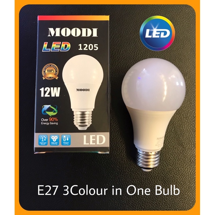 3 Colour LED BULB（3in1) 12W High Brightness E27 3 warna dalam satu ...