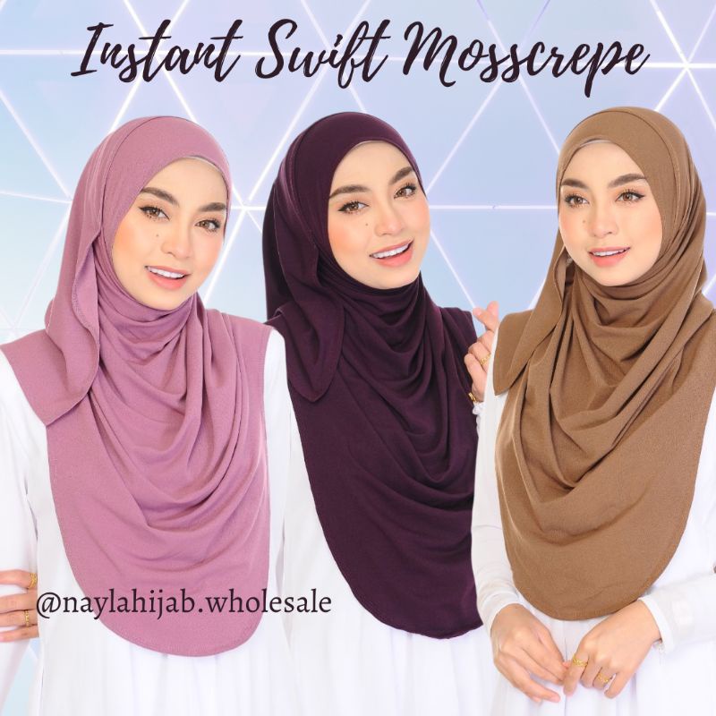 PREMIUM INSTANT SHAWL IRONLESS - INSTANT SWIFT MOSSCREPE 1 LOOP ...