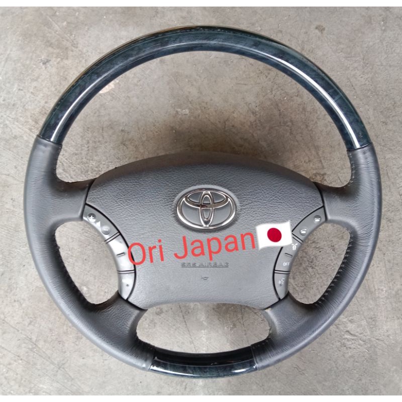 ‼️Original Leather‼️ Steering Toyota 4 Spoke with Audio Button Estima ...