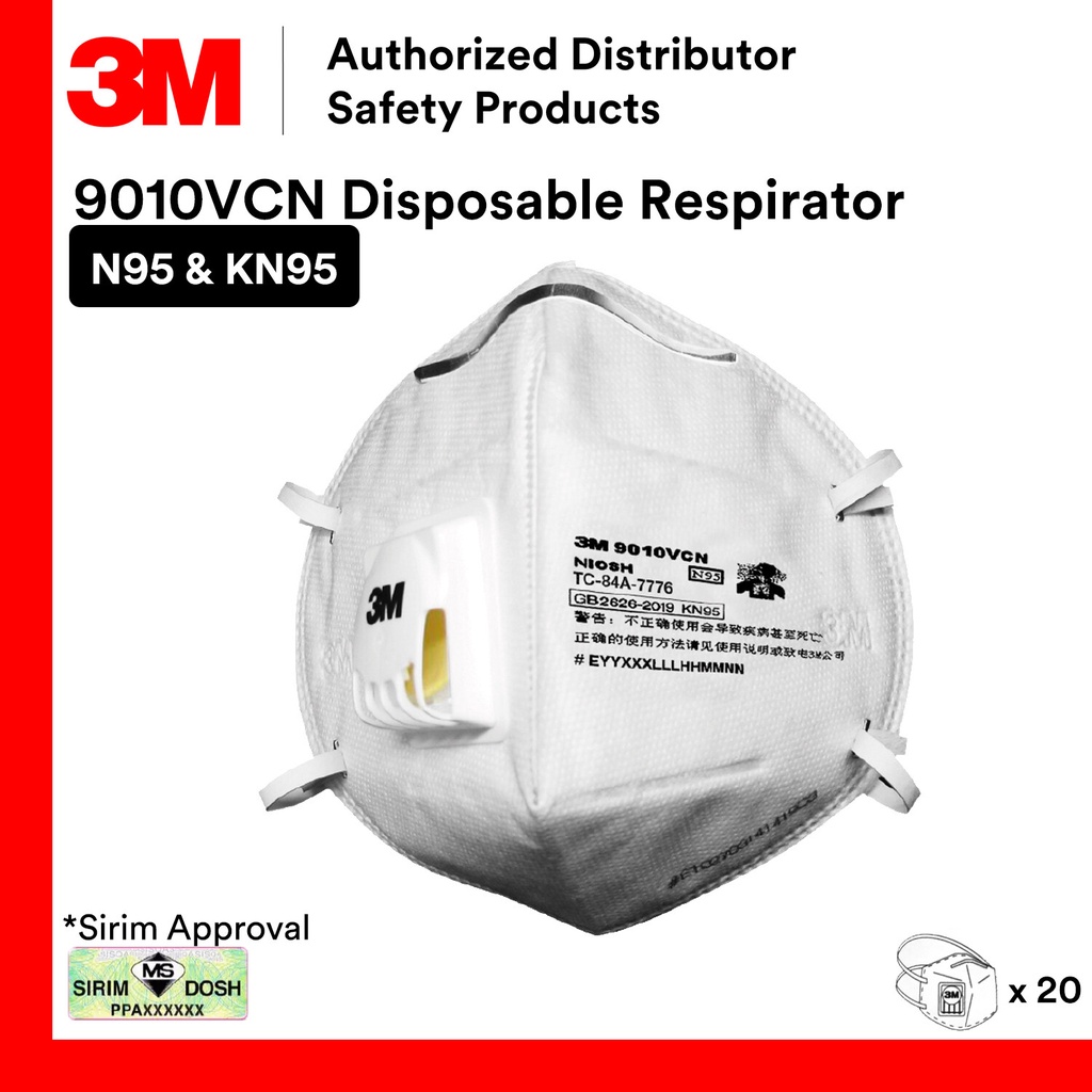 3M 9010VCN N95 & KN95 Particulate Disposable Respirator Cool Flow Valve ...