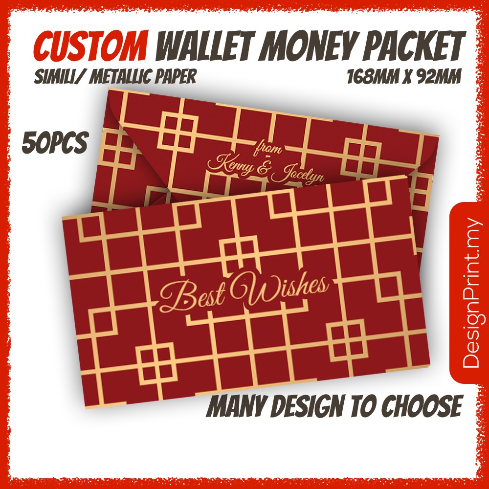 50pcs Custom Angpao Chinese New Year Angpaw Money Packet CNY | Shopee ...