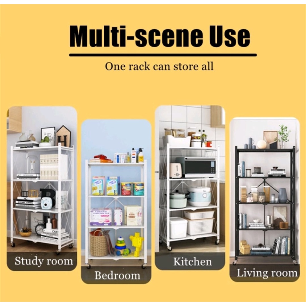 Foldable Storage Rack With Wheel Rak Dapur Rak Kabinet Dapur Rak ...