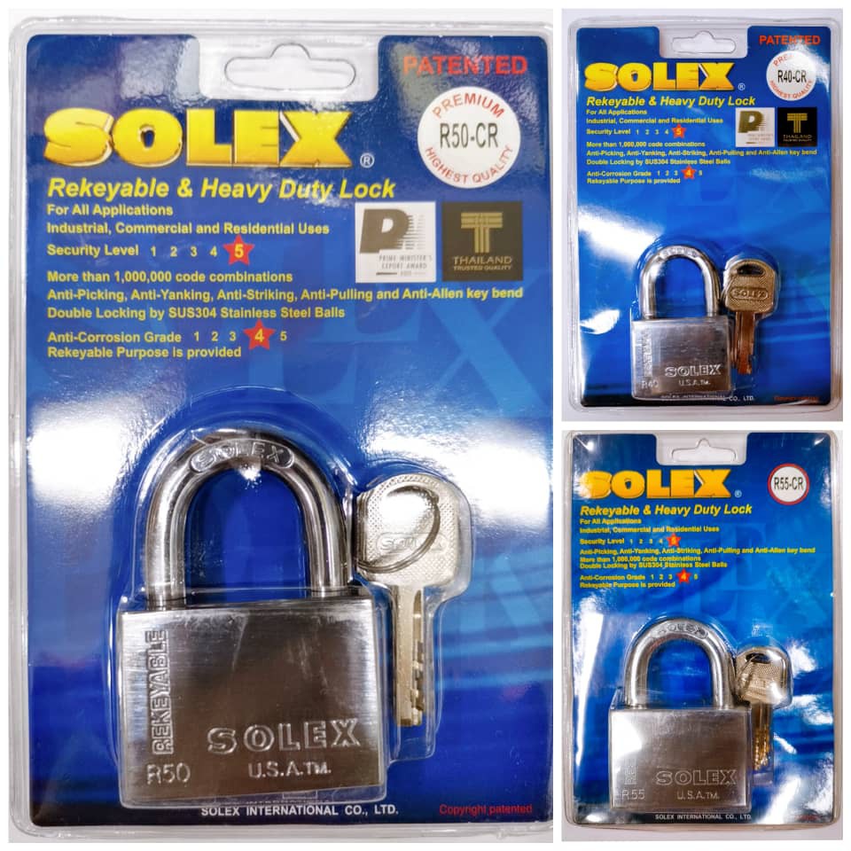 Solex Rekeyable & Heavy Duty Lock (100% ORIGINAL) - Available 40mm ...