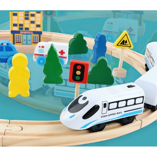 26pcs Wooden Electric Train Set | Railway Track Traffic Toy For Kid ...
