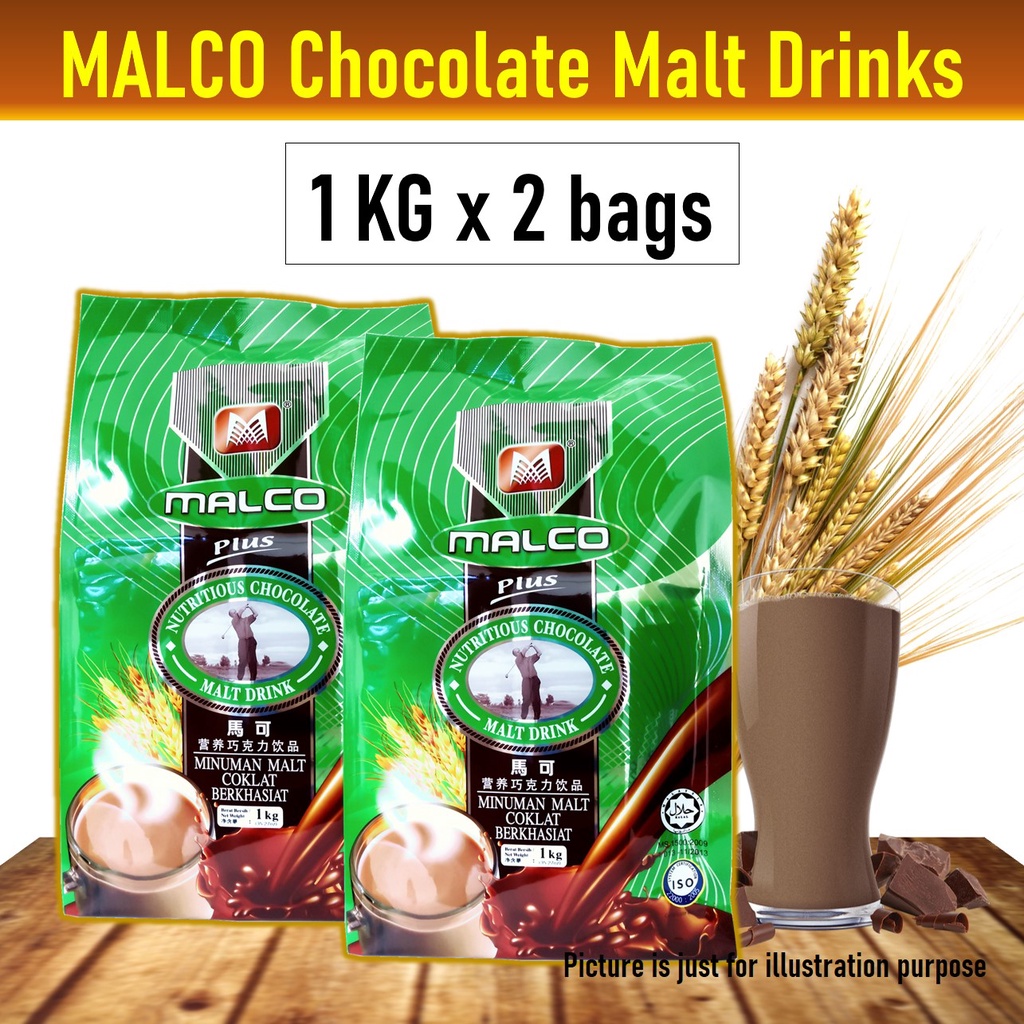 1 KG x 2 Bags | Minuman Coklat Malt | Chocolate Malt Drinks | HALAL | KUAT Chocolate Taste ...