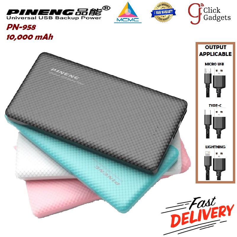 [ORIGINAL] PINENG PN958 Powerbank - 10000mAh, Input Micro, Output Dual ...