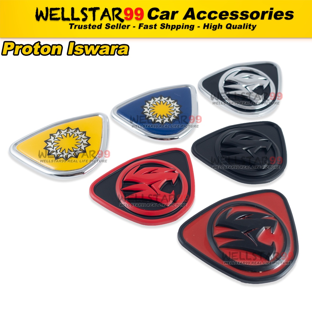 Proton 3D Logo Emblem For Proton Iswara Old (Front) Chrome Matte Black ...