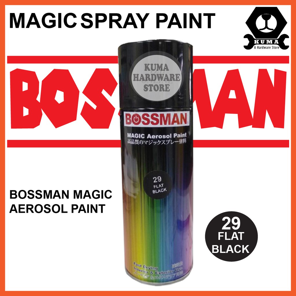 BOSSMAN Aerosol Spray Paint- 29 Flat Black [ READY STOCK ] | Shopee ...