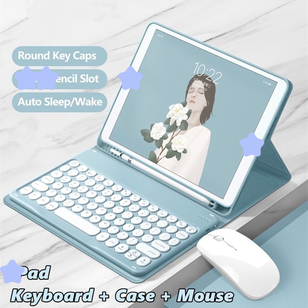Keyboard Round Keycap Wireless Bluetooth & Soft Case Magnetic Cover ...