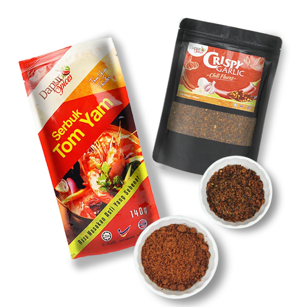 [Pack of 2]Crispy Garlic Chili Flakes- 2x Crunchy + Thai Tom Yam Powder ...