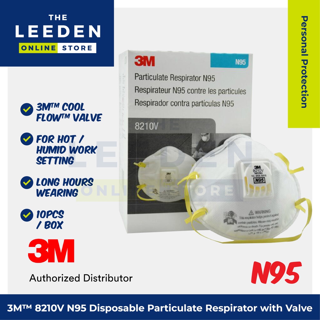 3M™ 8210V N95 Disposable Particulate Respirator with Valve by Leeden ...