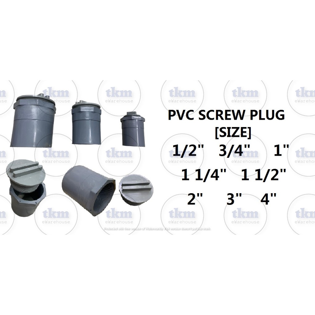[SIZE: 1/2" 3/4" 1" 1 1/4" 1 1/2" 2" 3" 4" ] PVC PT SOCKET C/W SCREW PLUG CAP (MALE + FEMALE ...