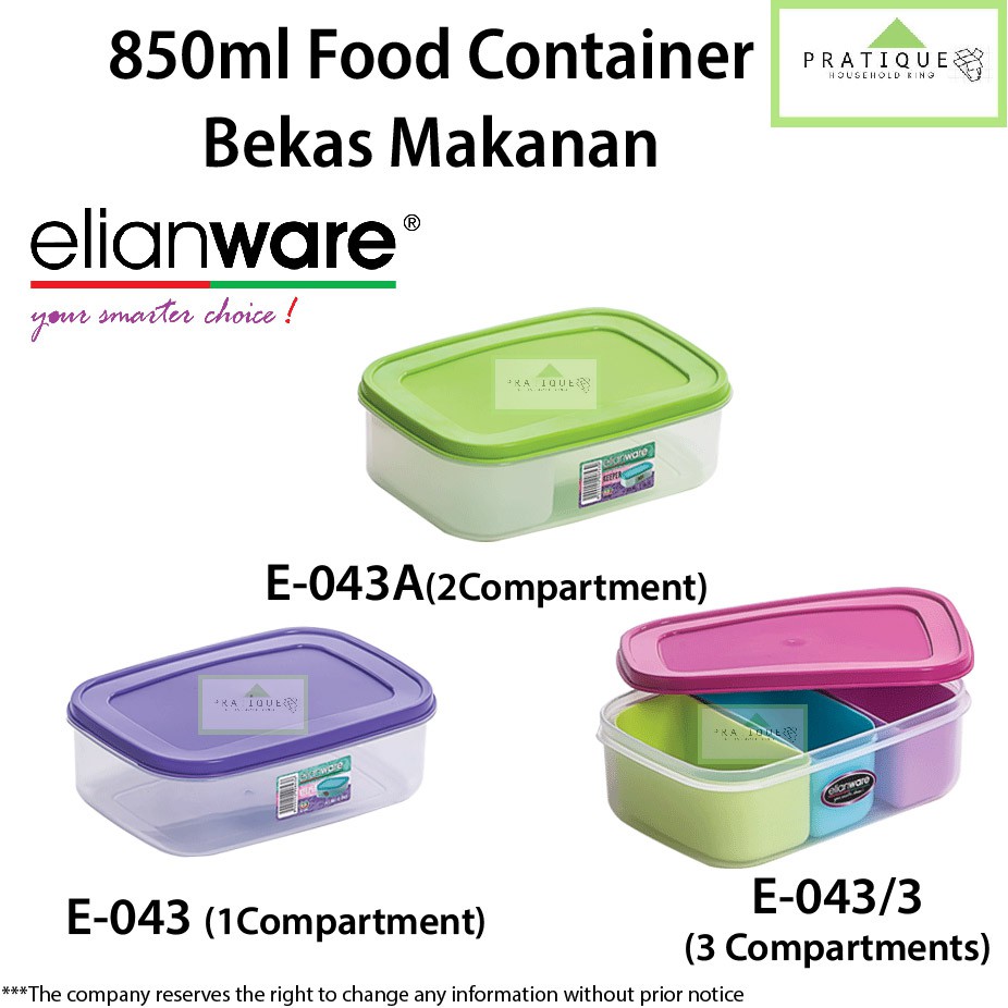 Elianware 850ml Rectangle Food Storage/ Tupperware/ Food Keeper/Food ...