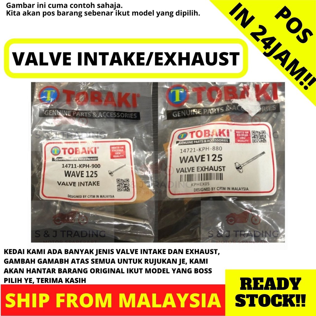 (2PCS) DASH 125/ GBO/ GBO-J/ GB6/ FAME TOBAKI VALVE INTAKE/ EXHAUST IN ...