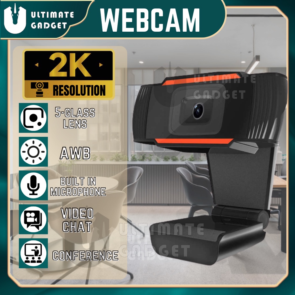 Full HD 2k Webcam with Light Pc Camera with microphone Web Cam desktop ...