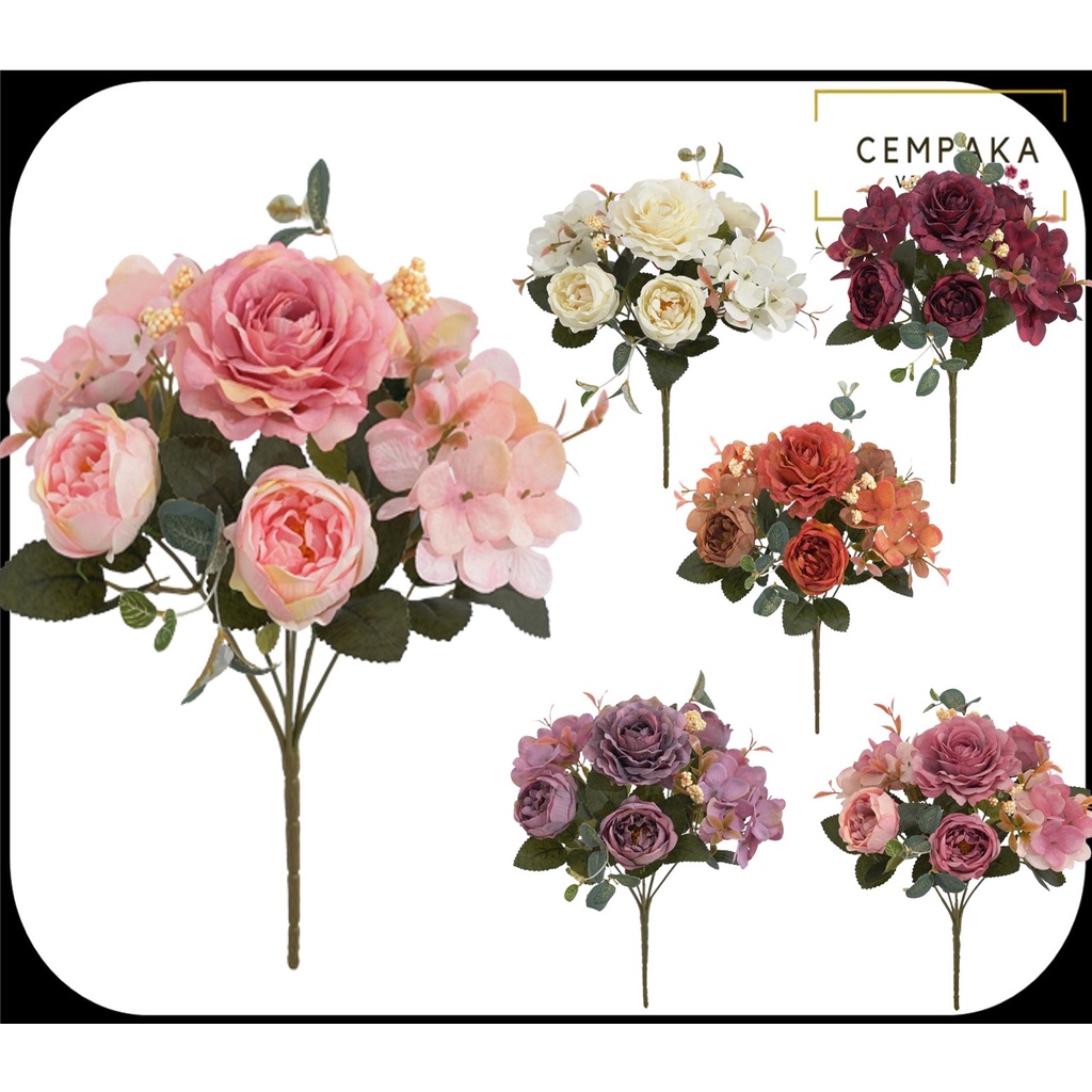 Elise Luna Hydrangea Peony Bouquet Wedding Office Home Flower Bouquet ...
