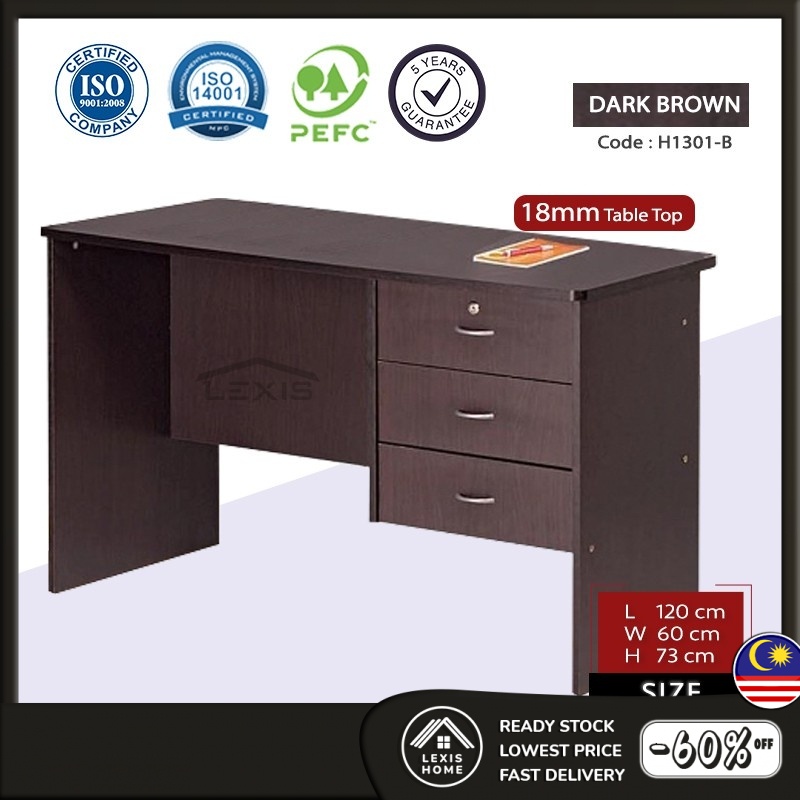 LEXIS L120cm Writing Table Office Table Study Desk with 1 Locker + 2 ...